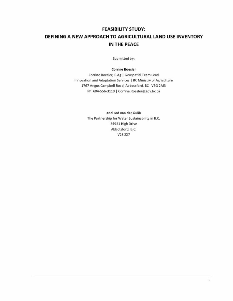 Alternative approaches to agricultural land use inventory in the Peace ...
